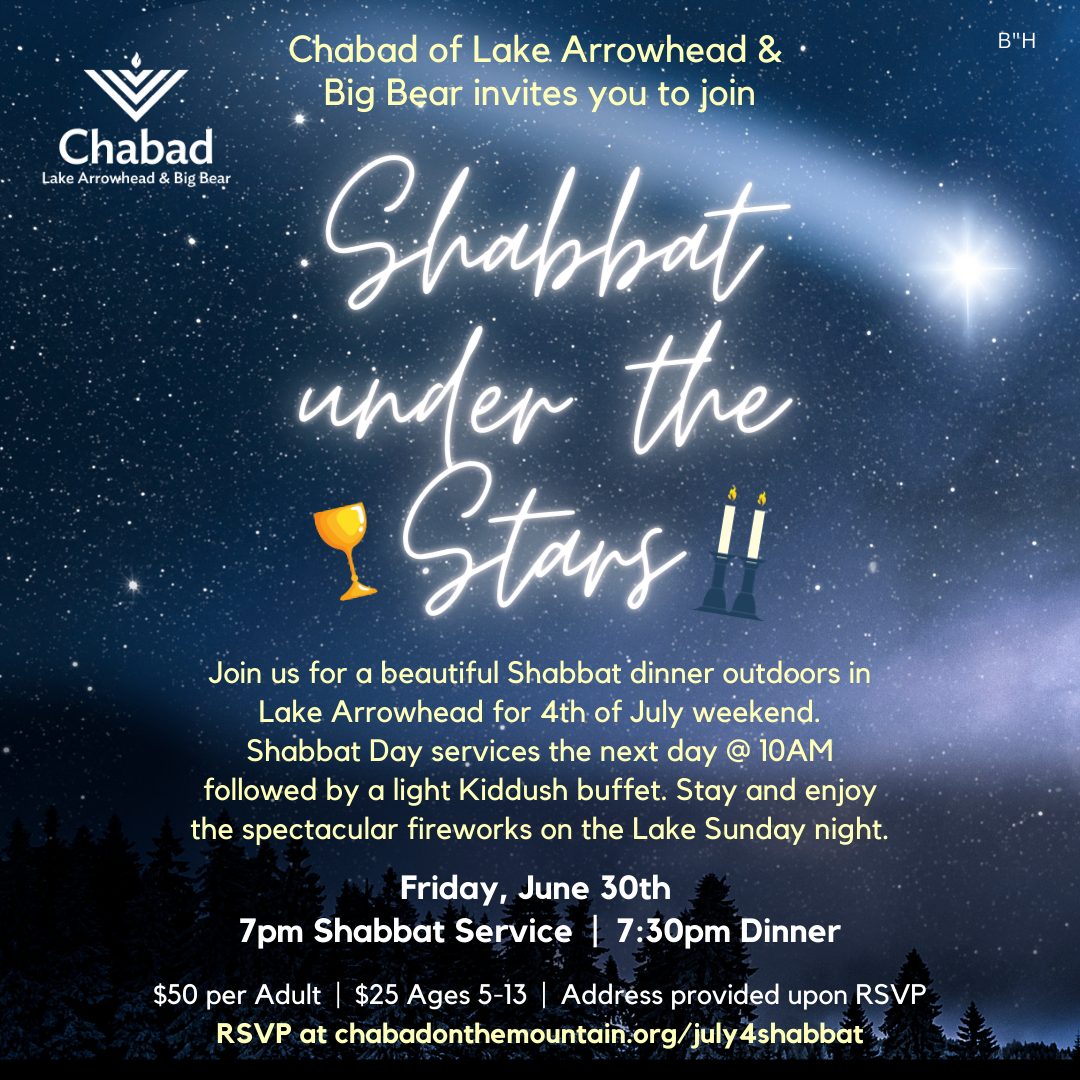 SHABBOS UNDER THE STARS IN LAKE ARROWHEAD with CHABAD OF LAKE ARROWHEAD ...
