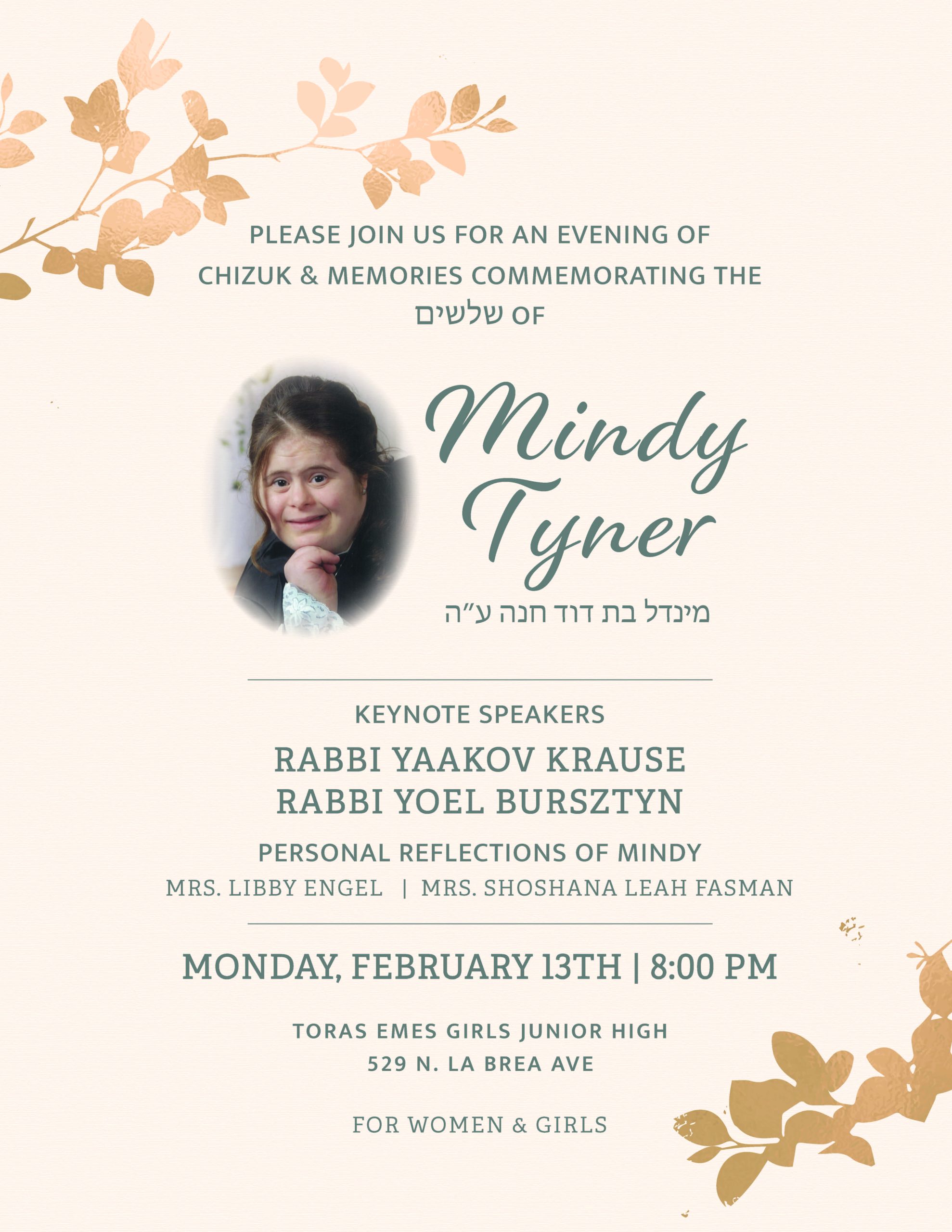 SHLOSHIM MINDY TYNER